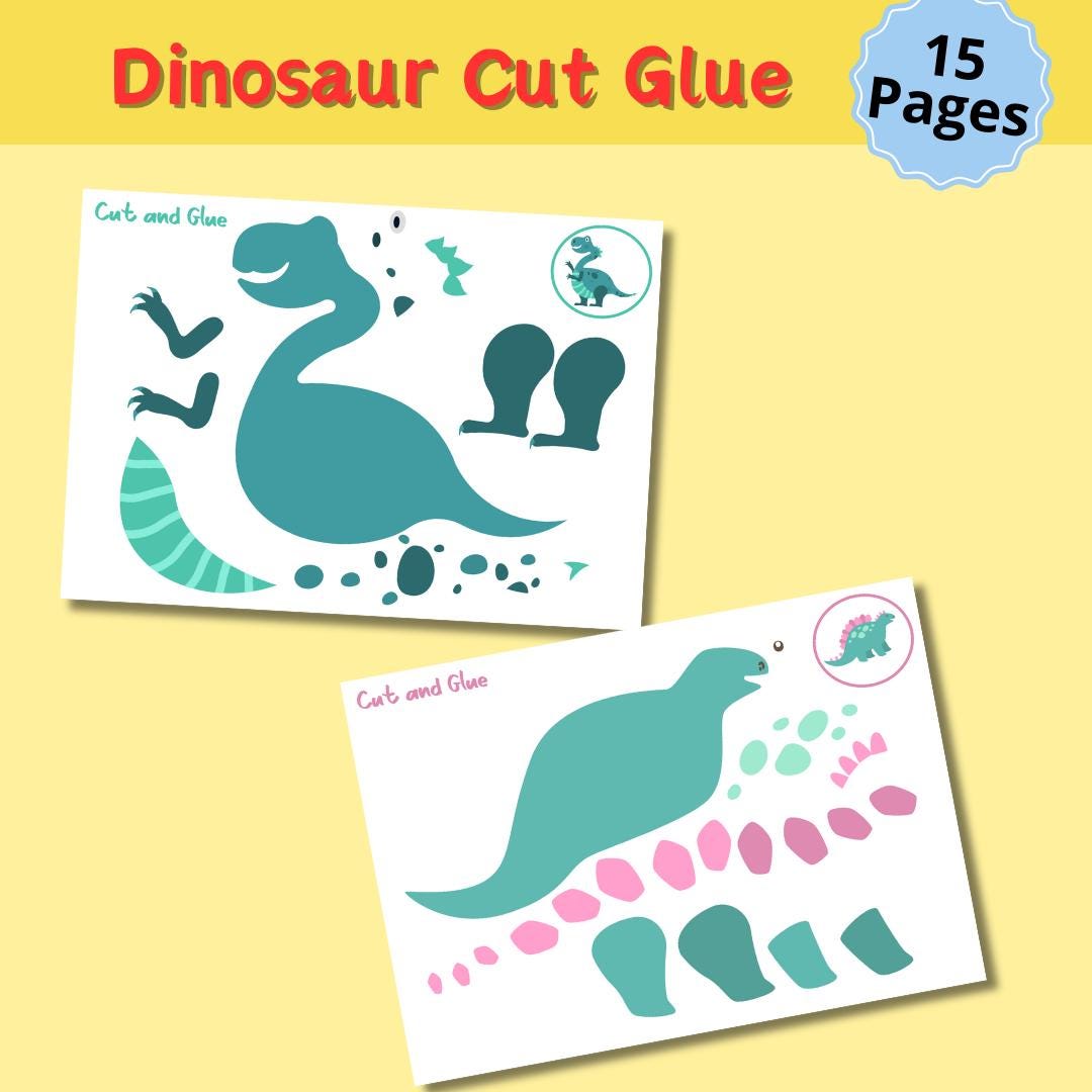 Dinosaur Scissor Skills Printable, Cut and Paste Activities, Cut and ...