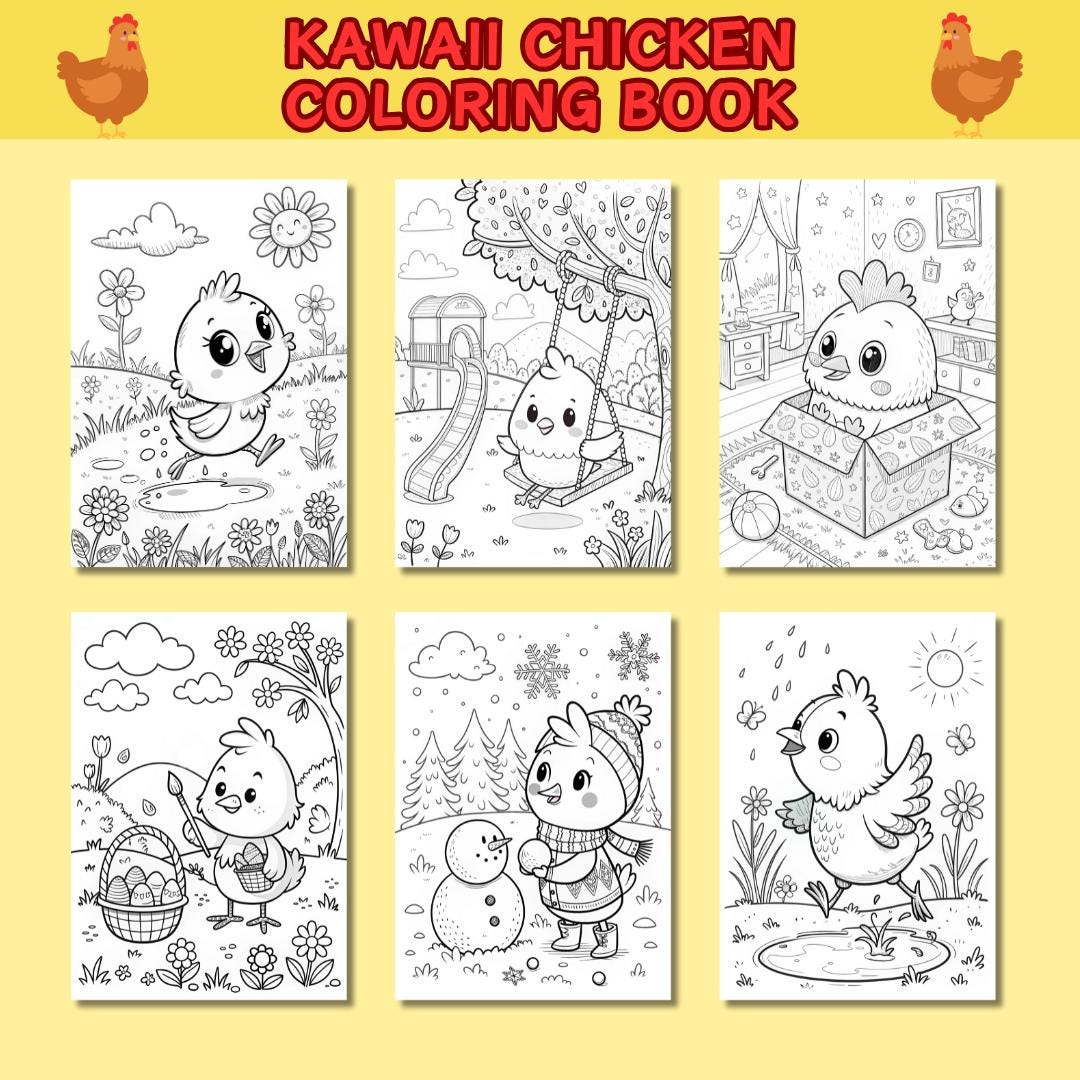 Farm Animal Coloring Page, Chicken Coloring Page, Chicken Coloring Book ...
