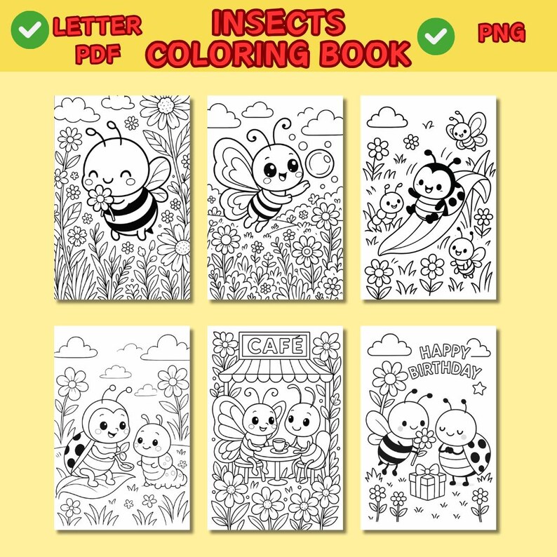 Insect Coloring Pages, Bug Coloring Book, Children Coloring Book ...