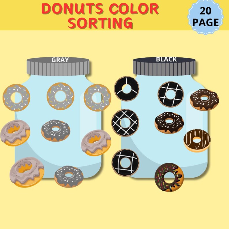 Donut Color Sorting, Color Matching, Kids Color Activities, Printable ...