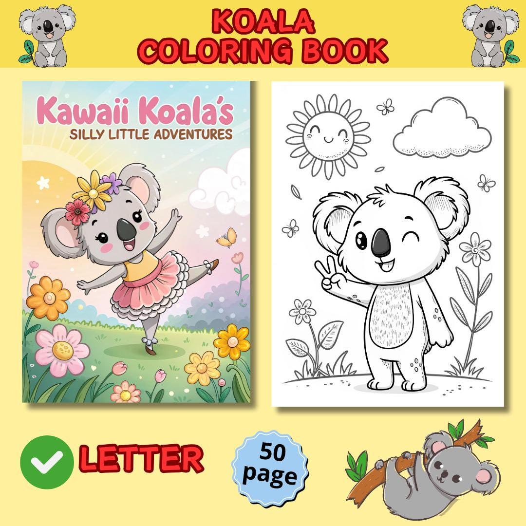 Koala Coloring Book, Cute Koala Coloring Book, Koala Activity for Kids ...