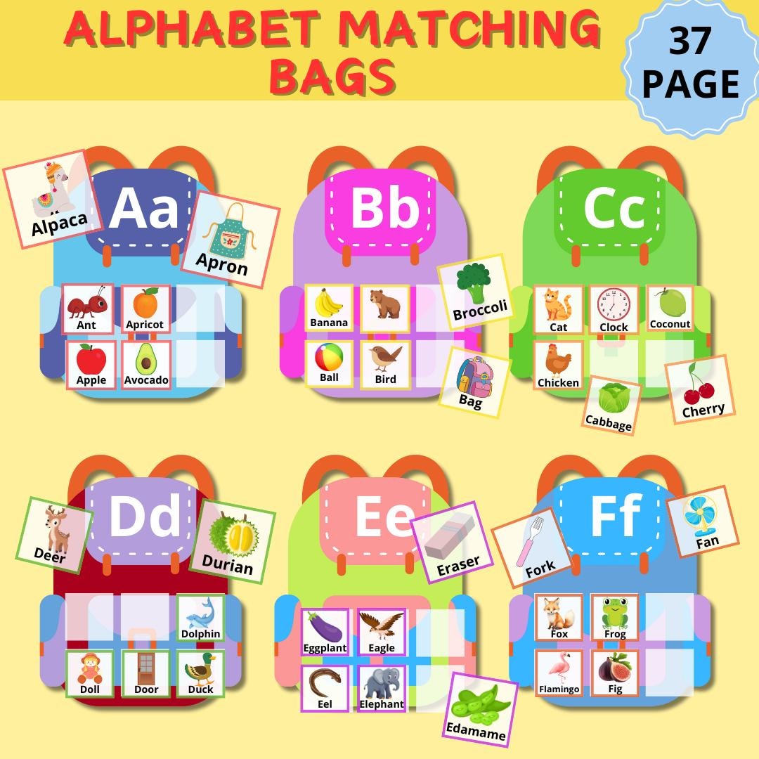 Alphabet Match, ABC Printable, Kids Worksheet, Learning ABC, ABC Match ...