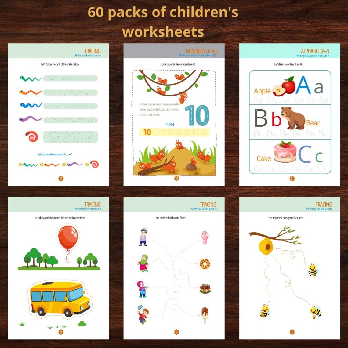 60 Packs of Children's Worksheets - Etsy
