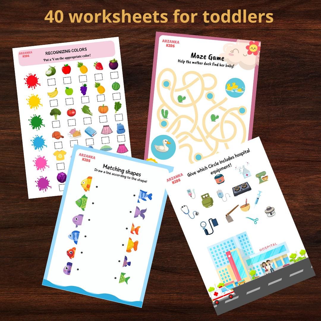 Worksheet Kids, Tracing, Counting, Match Shadow, Match Picture, Match ...