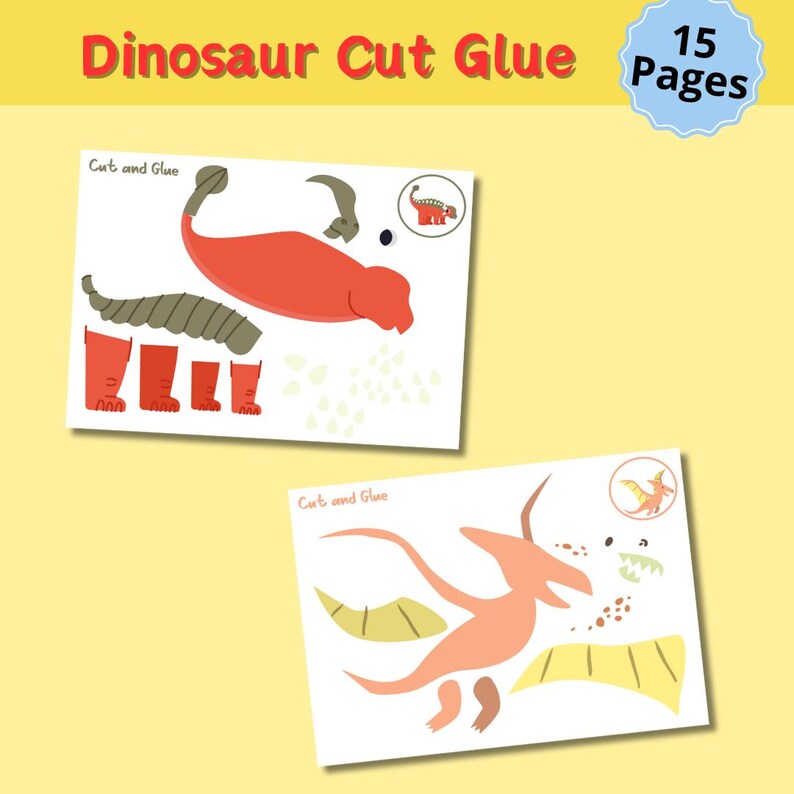Dinosaur Scissor Skills Printable, Cut and Paste Activities, Cut and ...