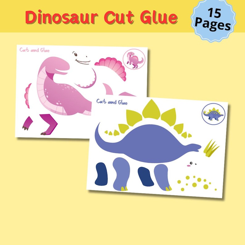Dinosaur Scissor Skills Printable, Cut and Paste Activities, Cut and ...