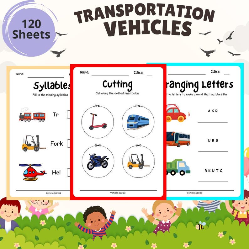 Transportation Worksheets for Kids, Vehicle Recognition Worksheets ...