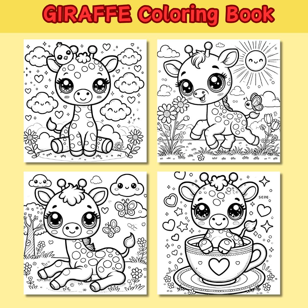 Bold and Easy, Kawaii Giraffe Coloring Book, Cute Giraffe Coloring ...
