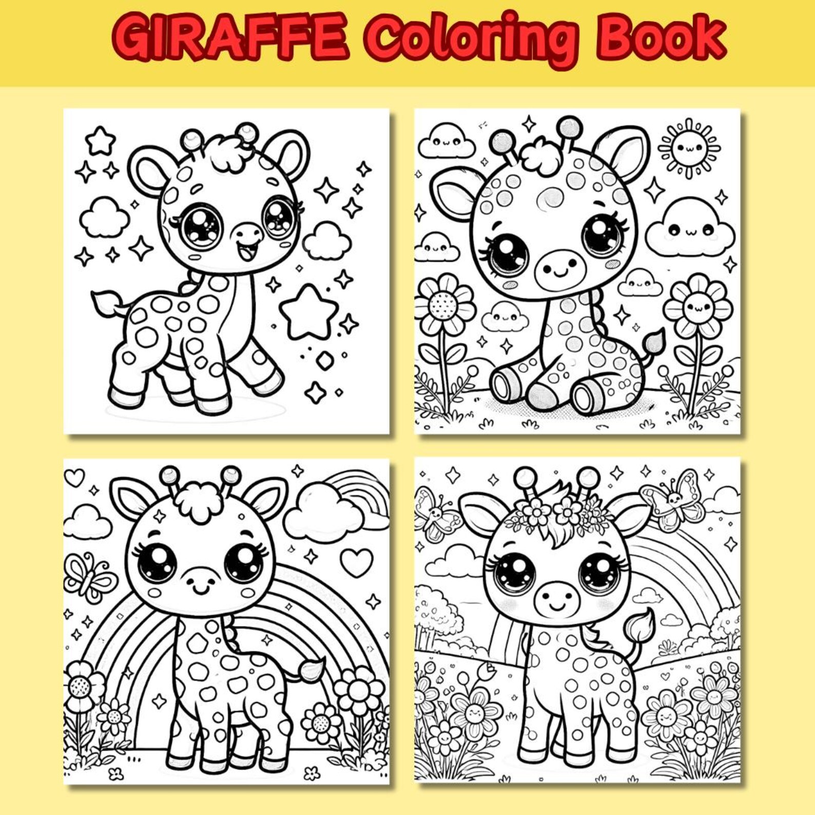 Bold and Easy, Kawaii Giraffe Coloring Book, Cute Giraffe Coloring ...
