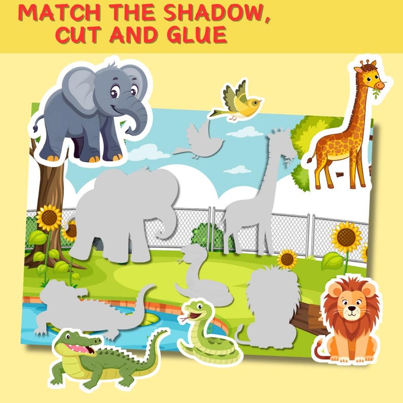 Shadow Matching Puzzles, Cut and Paste Activities, Matching Puzzles for ...
