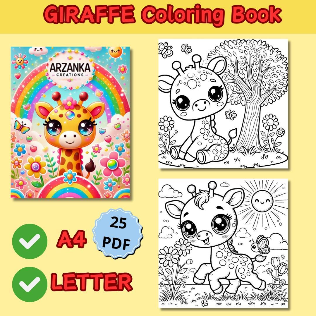 Bold and Easy, Kawaii Giraffe Coloring Book, Cute Giraffe Coloring ...