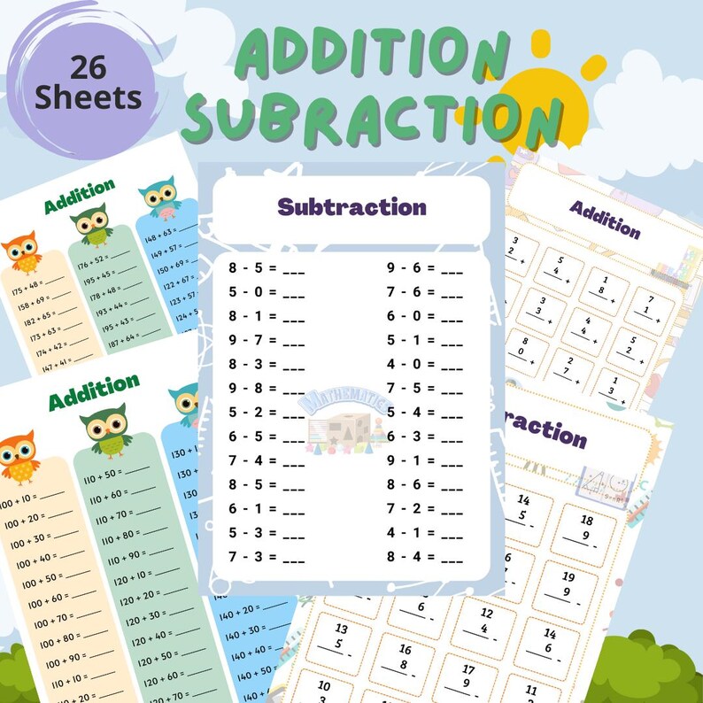 Math Printables, Addition Worksheets, Subtraction Worksheets, Kids Math ...