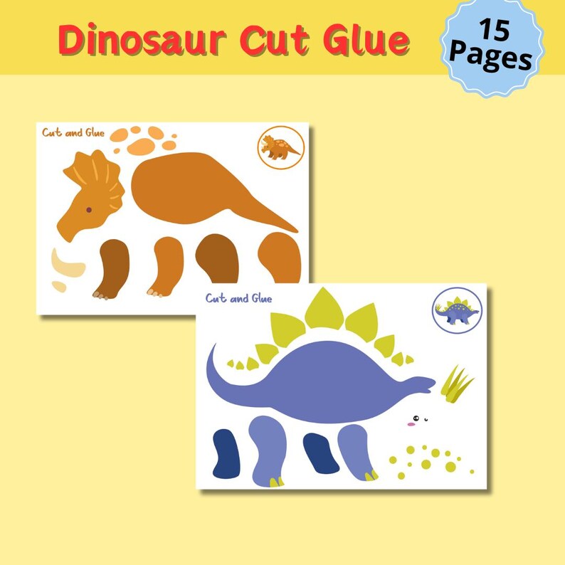 Dinosaur Scissor Skills Printable, Cut and Paste Activities, Cut and ...
