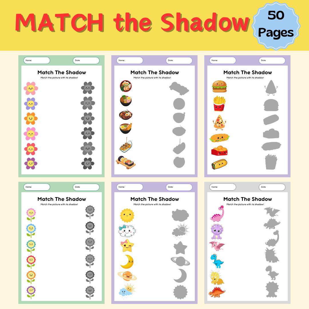Shadow Matching Worksheet, Printable Shadow Match, Shadow Matching Game ...