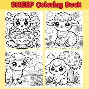 Kawaii Sheep Coloring Pages, Chibi Sheep Coloring Sheets, Adorable ...