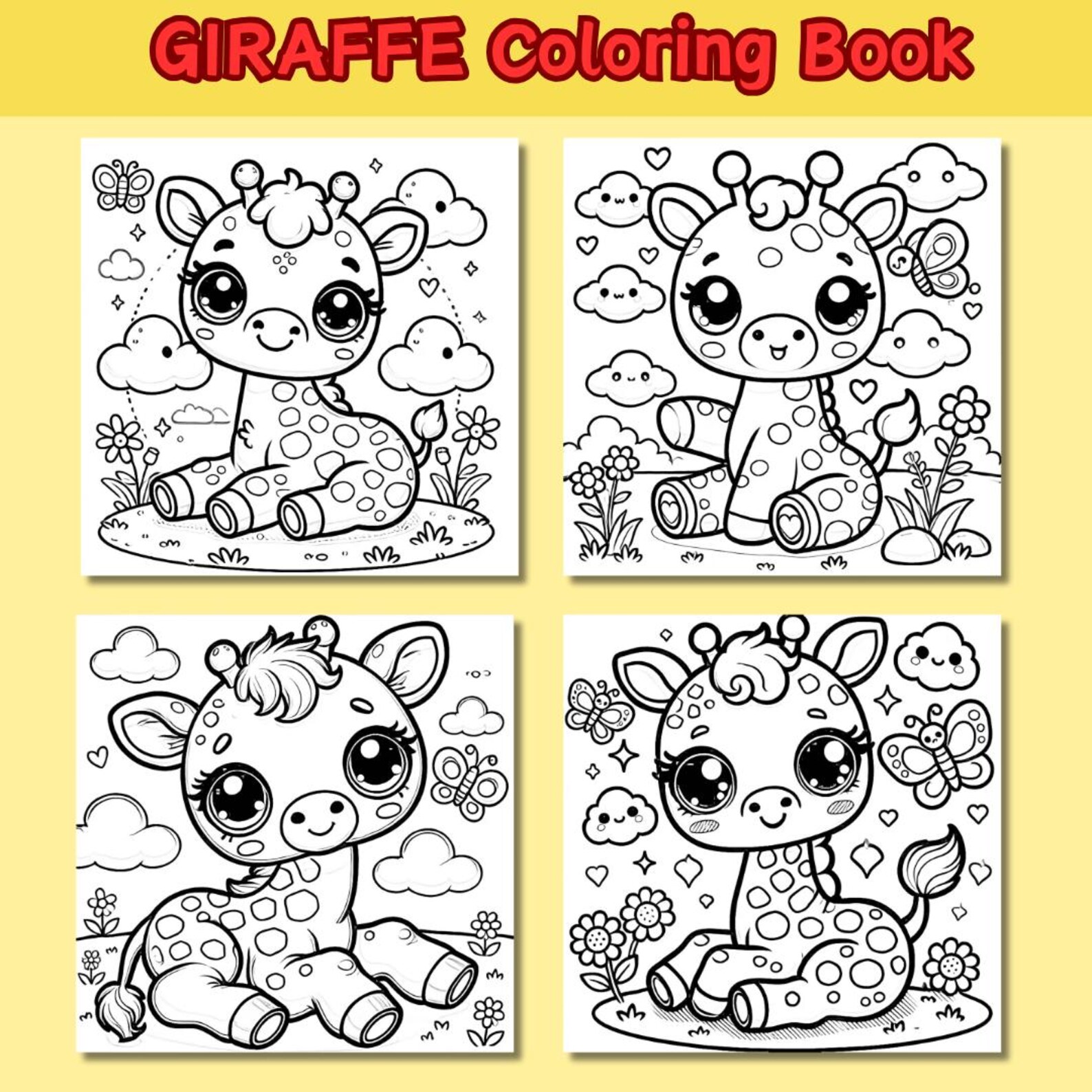 Bold and Easy, Kawaii Giraffe Coloring Book, Cute Giraffe Coloring ...