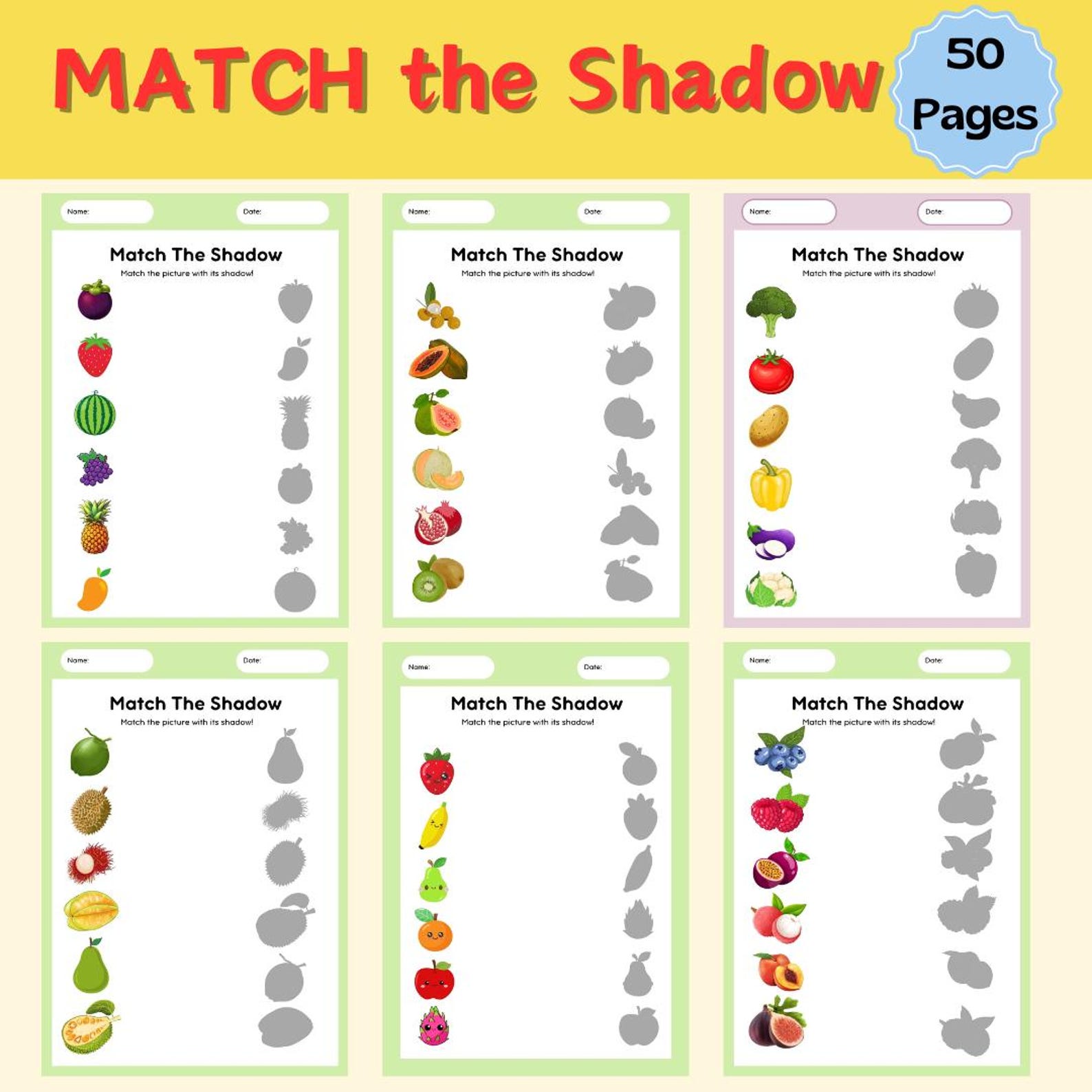 Shadow Matching Worksheet, Printable Shadow Match, Shadow Matching Game ...