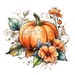 Watercolor Pumpkin Floral Clipart Fall JPG Illustrations - Etsy