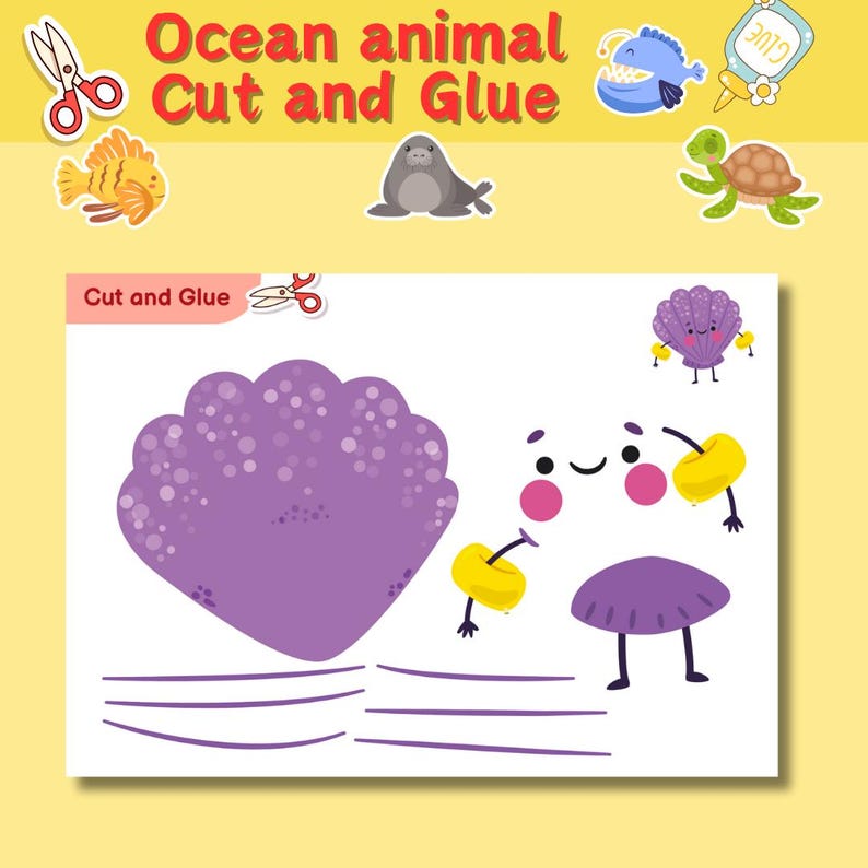 Sea Animals Crafts, Ocean Animals Activity, Cut and Paste Activities ...