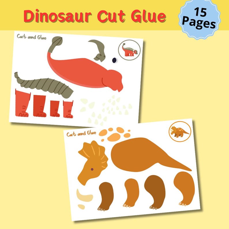 Dinosaur Scissor Skills Printable, Cut and Paste Activities, Cut and ...