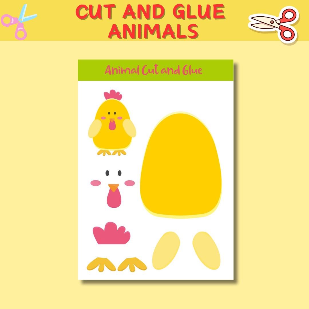 Cut and Glue Animals, Scissor Skills Worksheets, Preschool Cutting ...