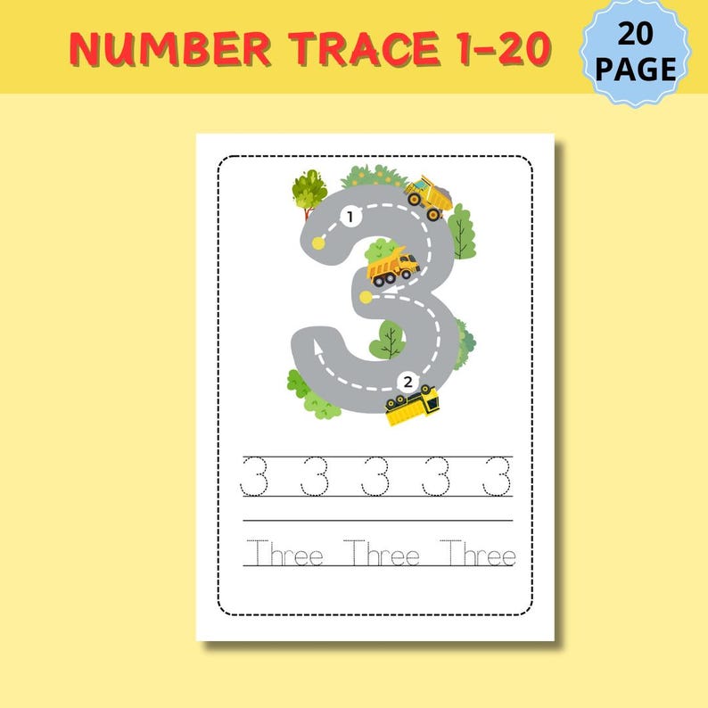20 Number Tracing Worksheets, Handwriting Practice, Preschool ...