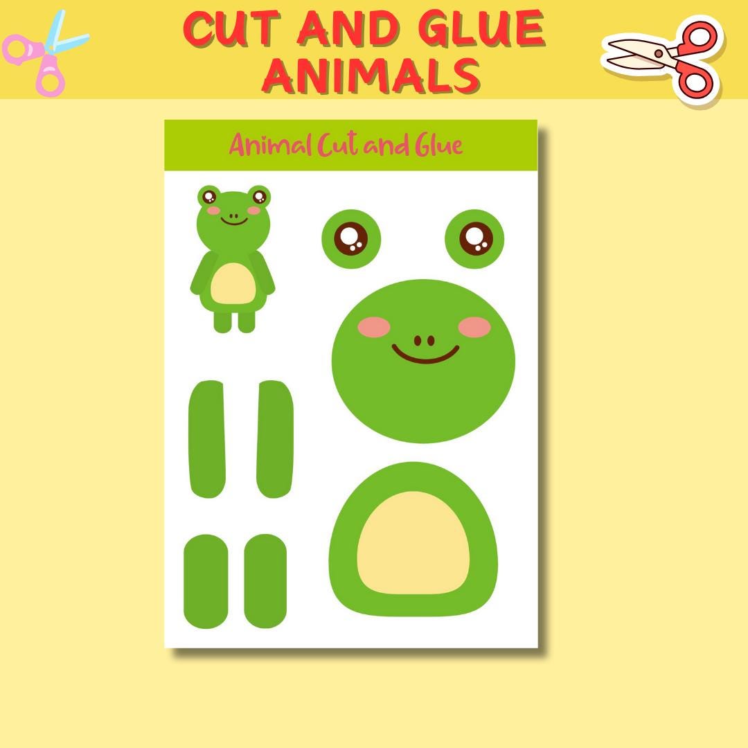 Cut and Glue Animals, Scissor Skills Worksheets, Preschool Cutting ...