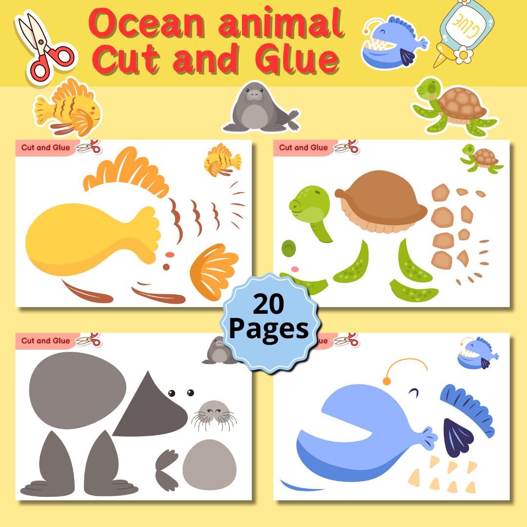 Sea Animals Crafts, Ocean Animals Activity, Cut and Paste Activities ...