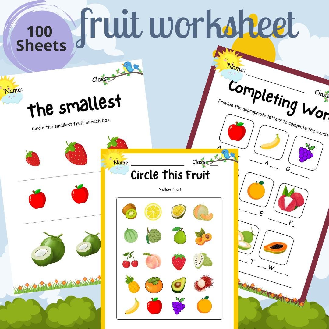 Educational Fruit Worksheets, Kids Fruit Activities, Preschool Fruit ...
