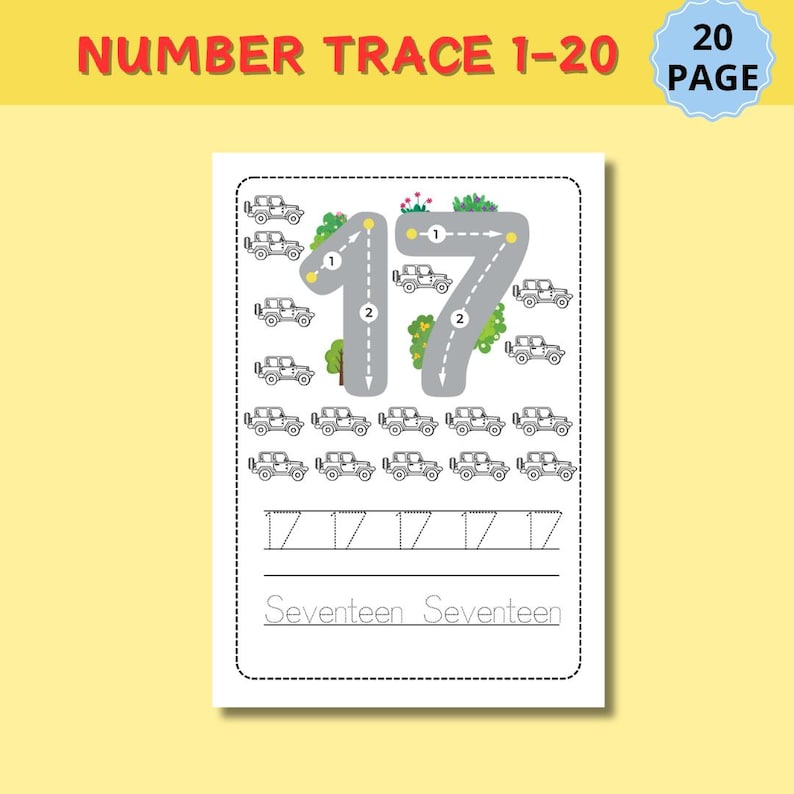 20 Number Tracing Worksheets, Handwriting Practice, Preschool ...