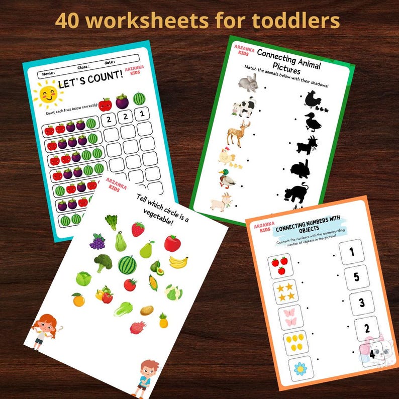 Worksheet Kids, Tracing, Counting, Match Shadow, Match Picture, Match ...