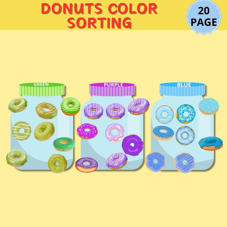 Donut Color Sorting, Color Matching, Kids Color Activities, Printable ...