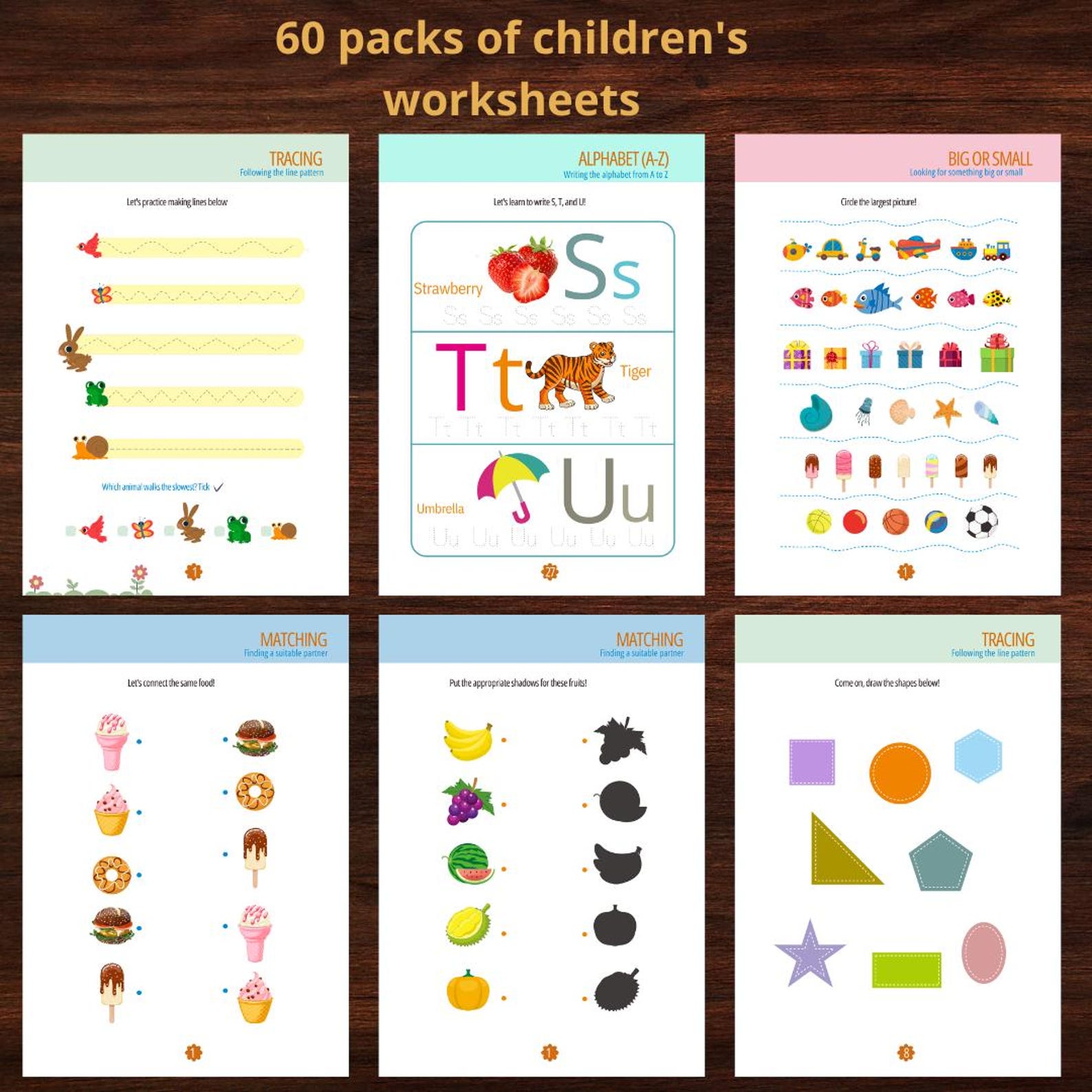60 Packs of Children's Worksheets - Etsy