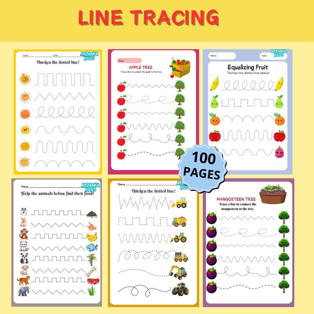 Printable Line Tracing Worksheets for Kids, Kids Writing & Tracing ...