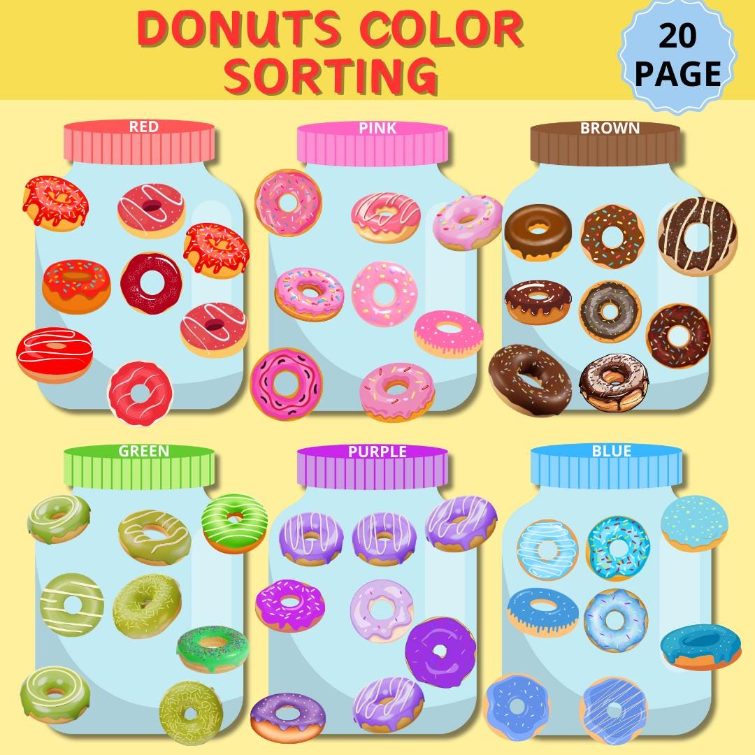 Donut Color Sorting, Color Matching, Kids Color Activities, Printable ...