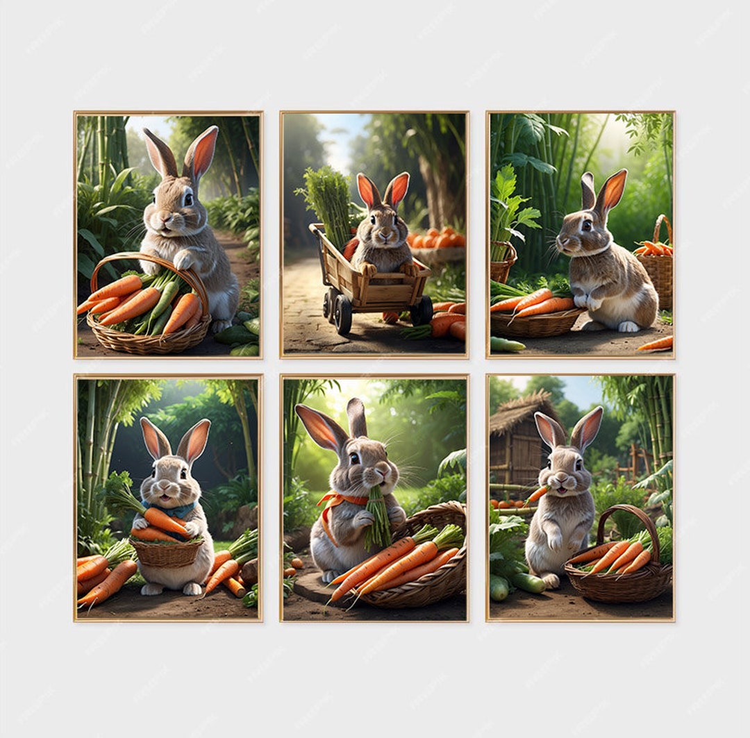 Adorable Rabbit Collection Cute Bunnies Wall Decor - Etsy
