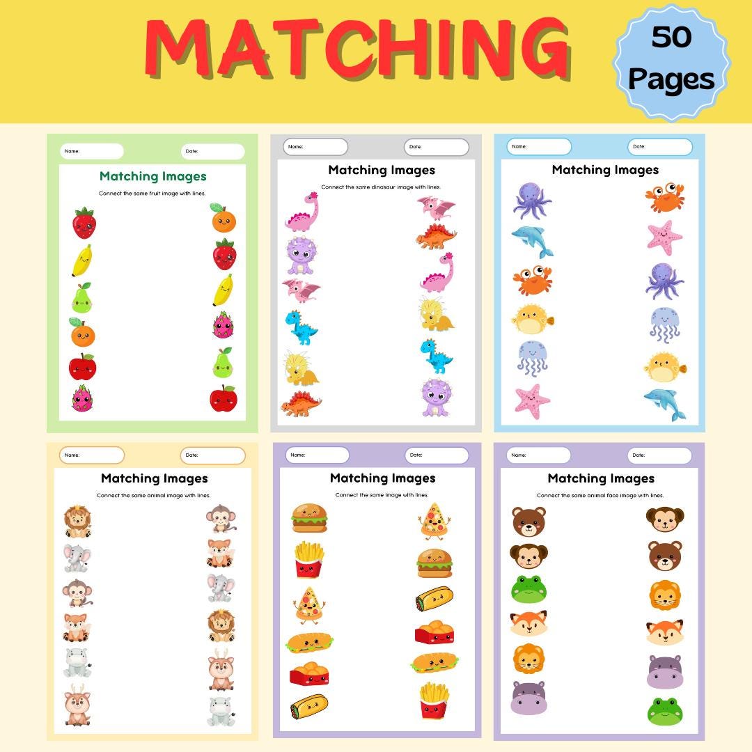 Matching Worksheet, Printable Matching, Kids Matching Activity ...