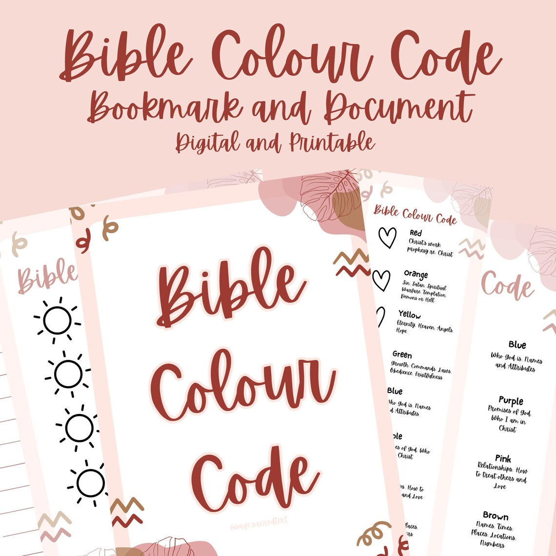 Bible Colour Coding (A4 Document and Bookmark) - Etsy