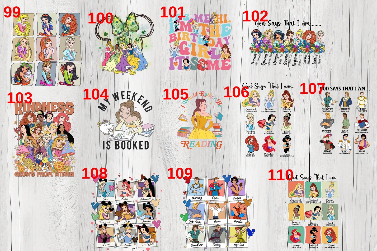 Disney Princess Dtf Gang Sheet, Disney Princess Ready to Press ...