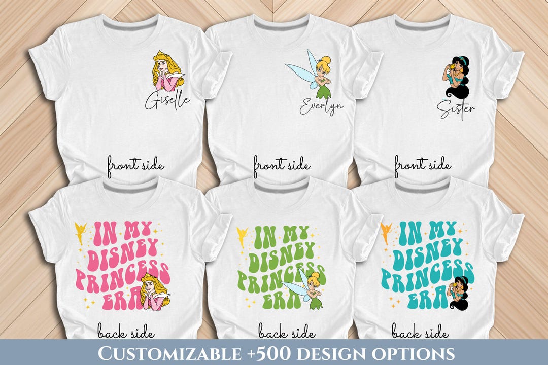In My Disney Princess Era Shirt, Custom Disney Princesses Shirt, Disney ...