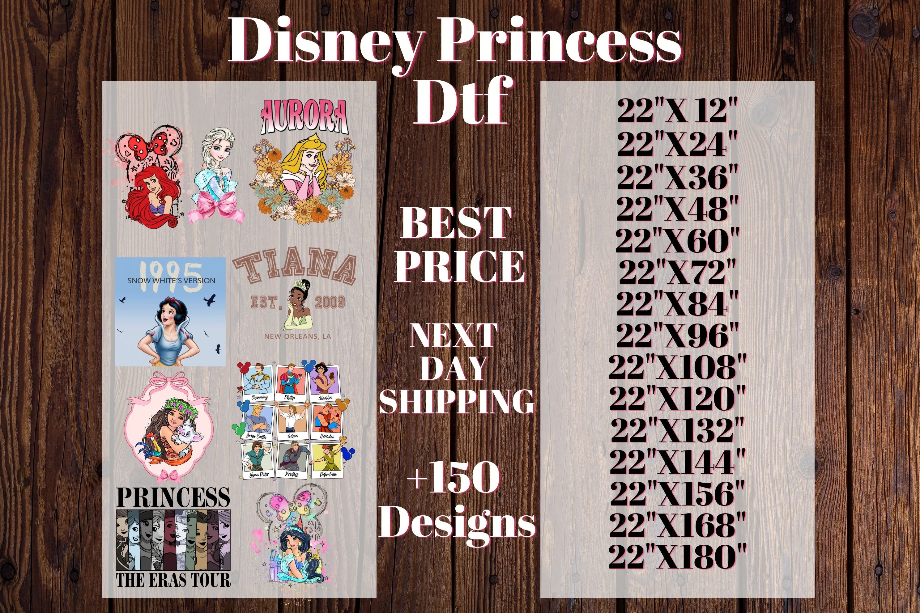 Disney Princess Dtf Gang Sheet, Disney Princess Ready to Press ...