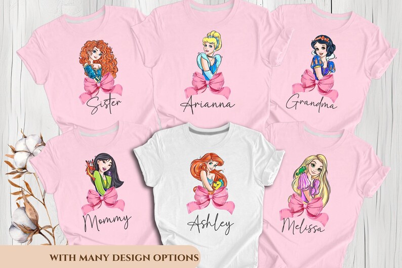 Coquette Disney Princess Shirt, Disney Birthday Princess Shirt, Personalized Disney Princess ...