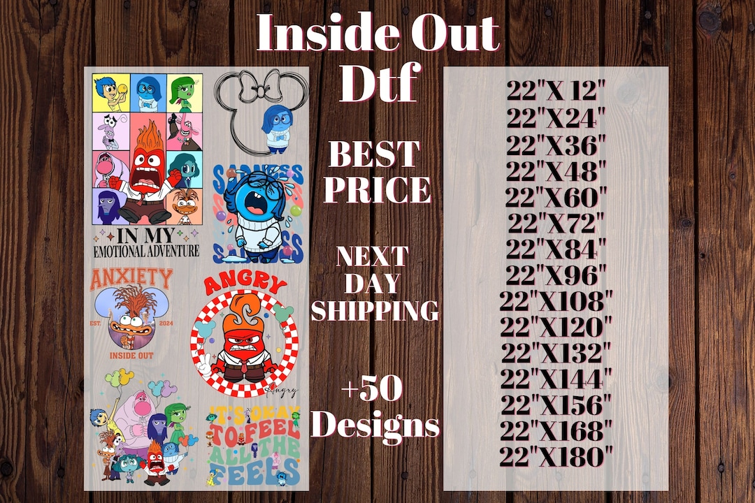 Inside Out Dtf Gang Sheet, Inside Out Ready to Press, Personalized ...