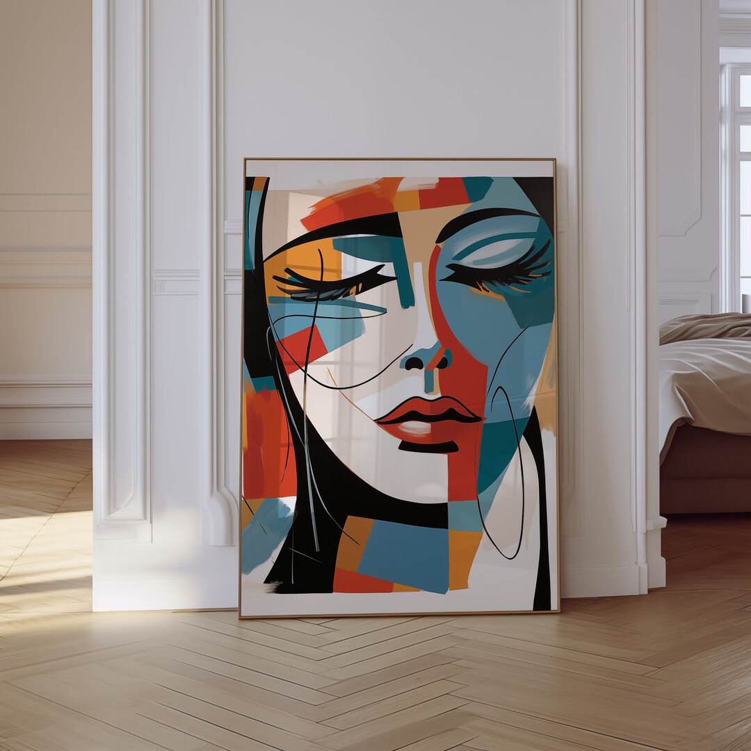 Contemporary Sad Women Portrait Modern Art Oil Painting 8-color Linear ...
