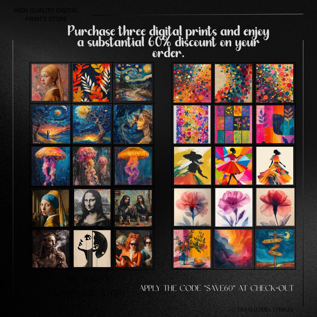 Trendy Art Prints, SET of 25 Posters, Eclectic Gallery Set, Gallery ...