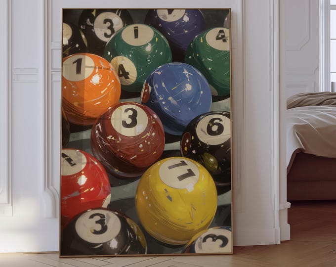 Pool Table Poster Billiards Vintage Game Wall Art Home Decor Art Print ...