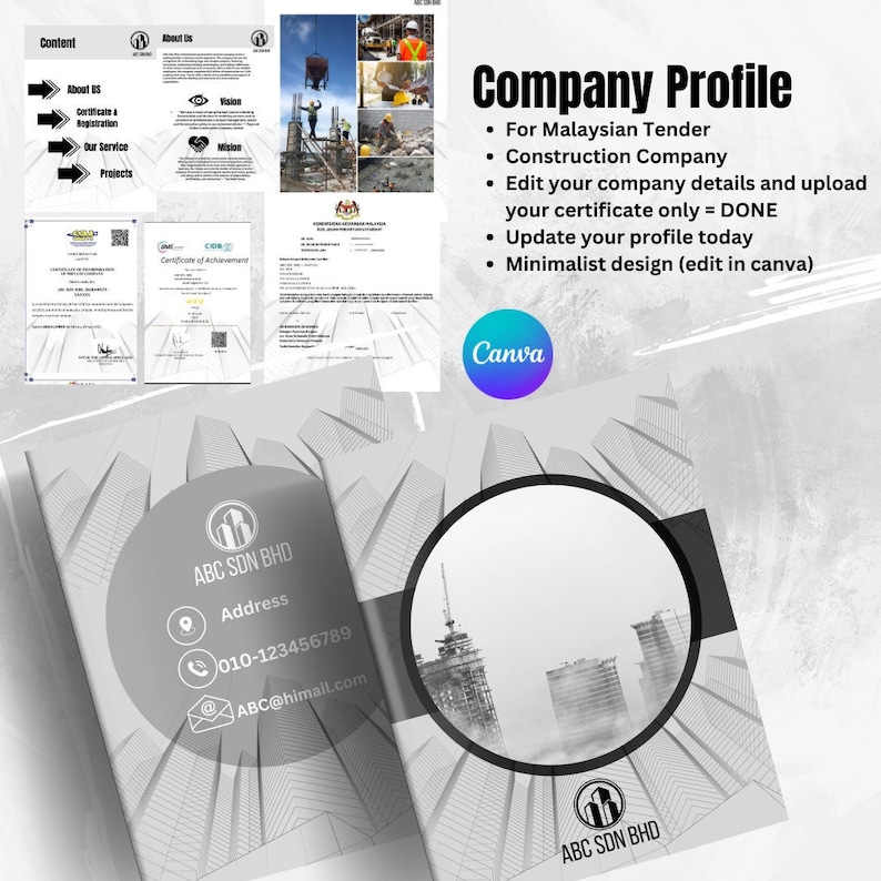 Construction Company Profile for Malaysian Tender - Etsy