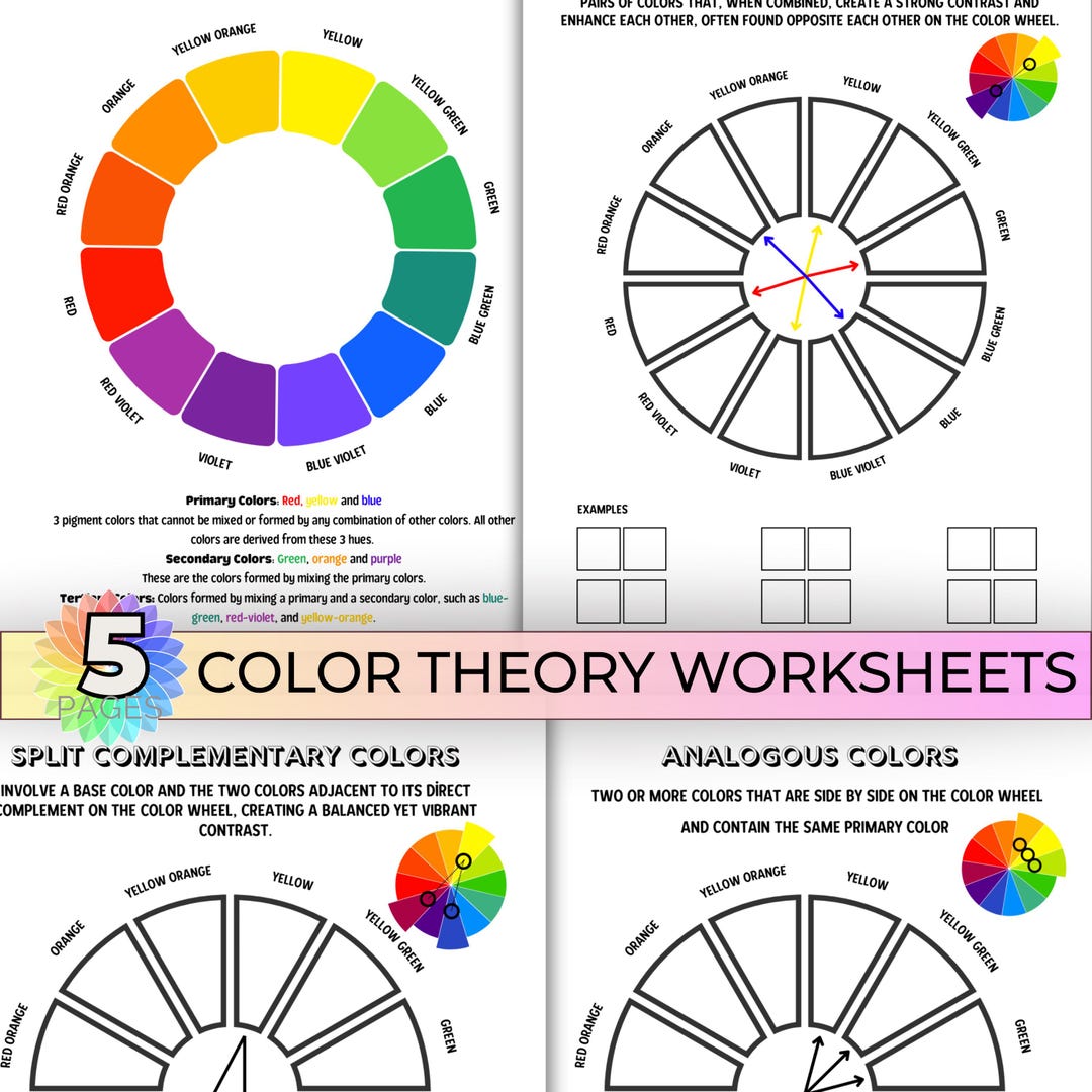 Color Theory Worksheets Printable, Color Wheel Painting Lesson Art ...