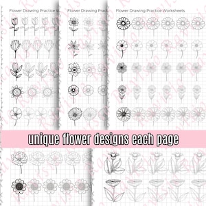 Flower Drawing Worksheets Printable Flower Doodle Art Learn How to Draw ...
