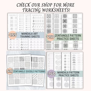 Zentangle Pattern Template Practice Worksheets Zen Doodle Patterns ...